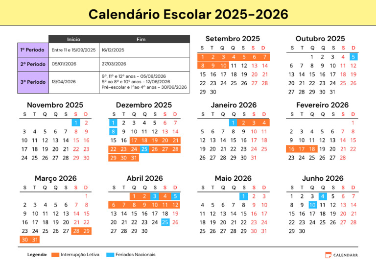 Calendario Escolar 2025 2026 | PDF