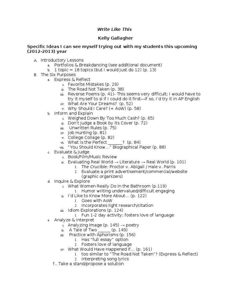 Strategies from "Write Like This" | PDF