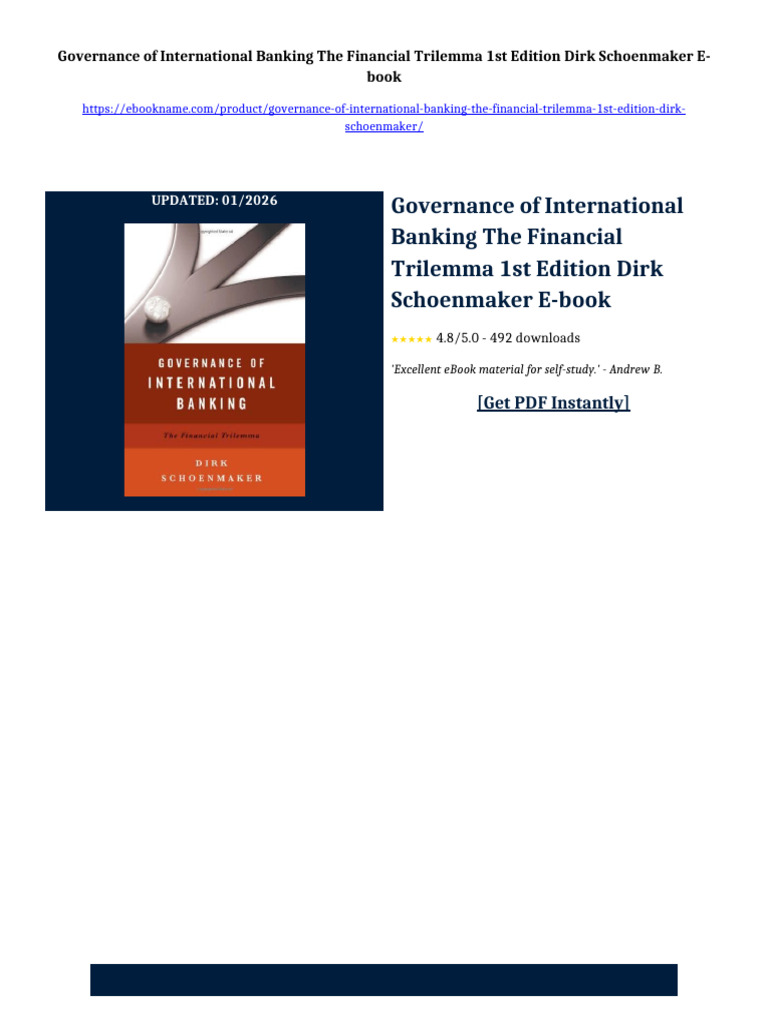 Governance of International Banking The Financial Trilemma 1st Edition ...