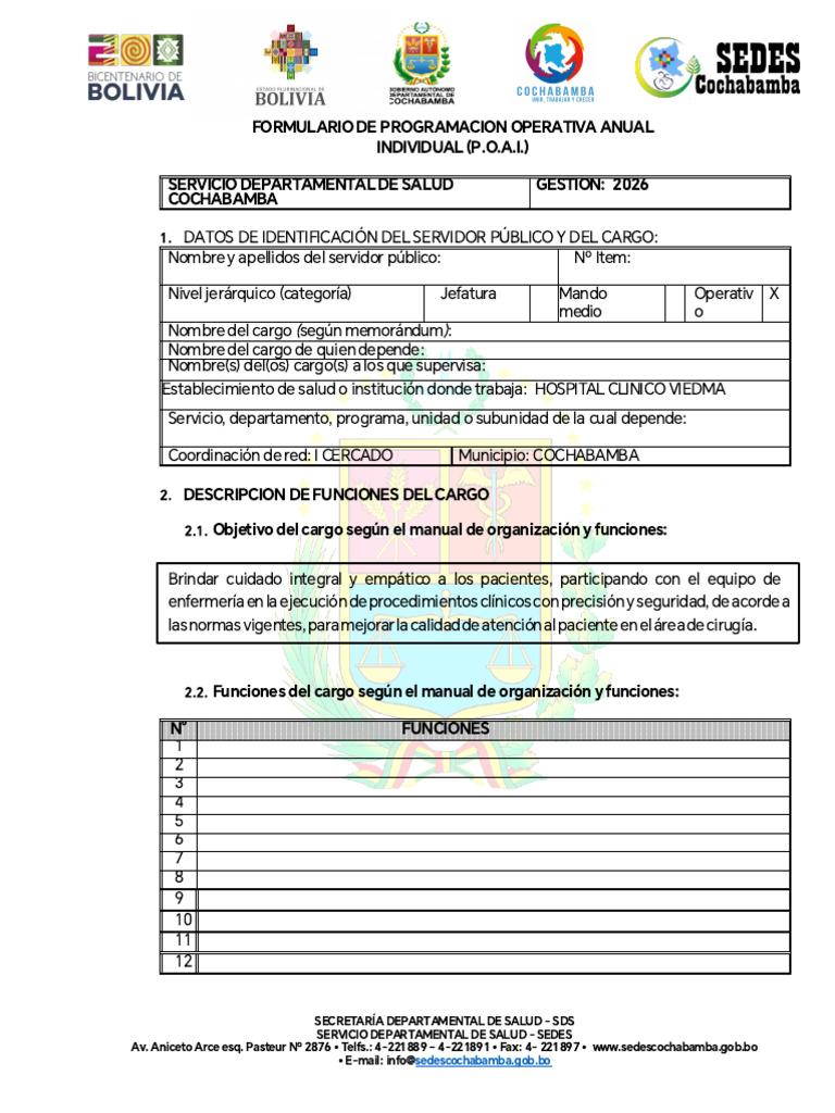 Formulario Poai 2026 - Aux. Enf | PDF