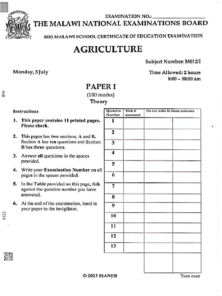 Maneb Msce Past Past Papers From 2020 To 2023 Msce Excel Academy | PDF