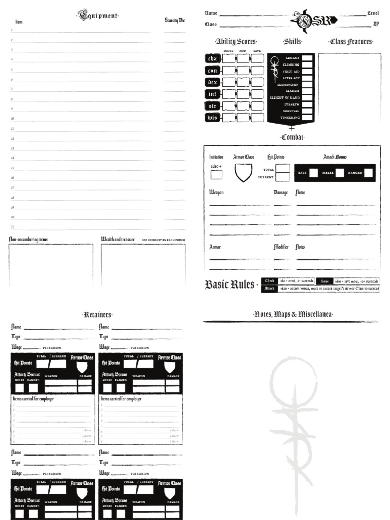 OSR Character Sheet | PDF | Entertainment | Tabletop Games