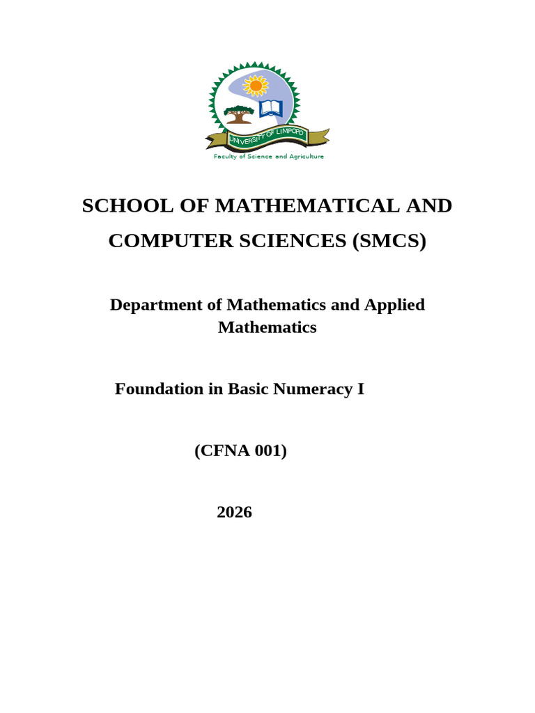 Cfna001 Module Outline 2026 | PDF | Arithmetic | Mathematics