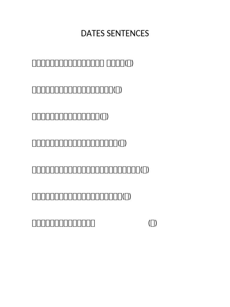 Dates Sentences | PDF