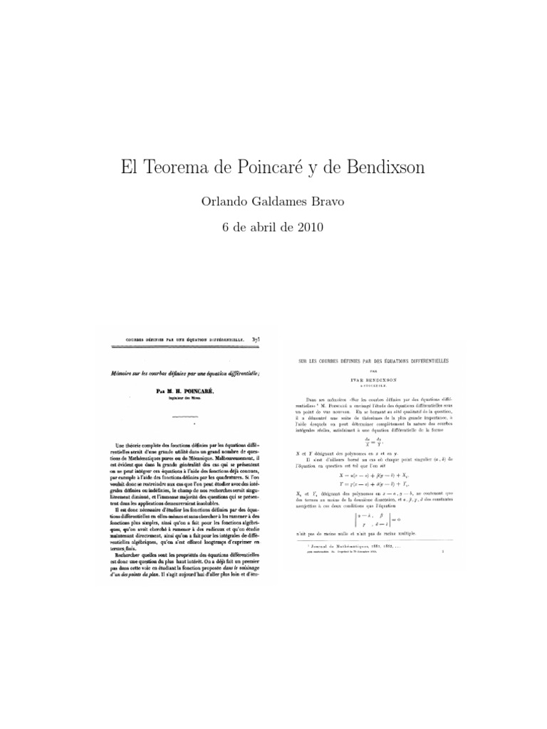 Teorema de Poincaré-Bendixson | PDF | Curva | Espacio vectorial