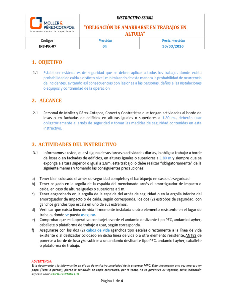 INS-PR-07 Obligación de Amarrarse | PDF | Andamio