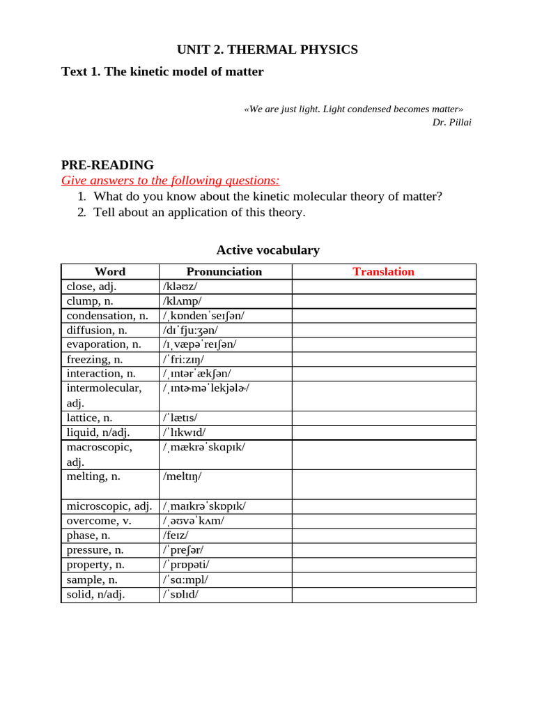 2) Thermal Physics - The Kinetic Model of Matter | PDF | Temperature ...