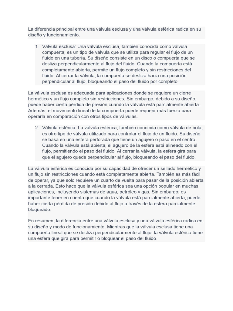 La Diferencia Entre Una Válvula Esclusa y Una Válvula Esférica | PDF