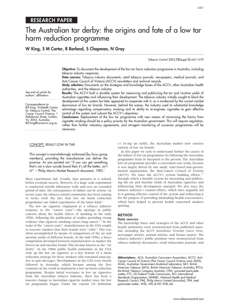 The Australian Tar Derby The Origins and Fate of A Low Tar | PDF ...