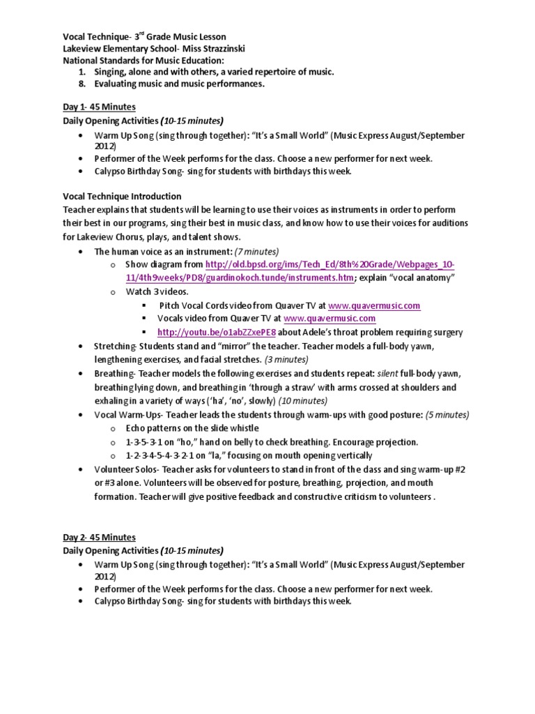 Vocal Technique Lesson | PDF | Vocal Pedagogy | Singing