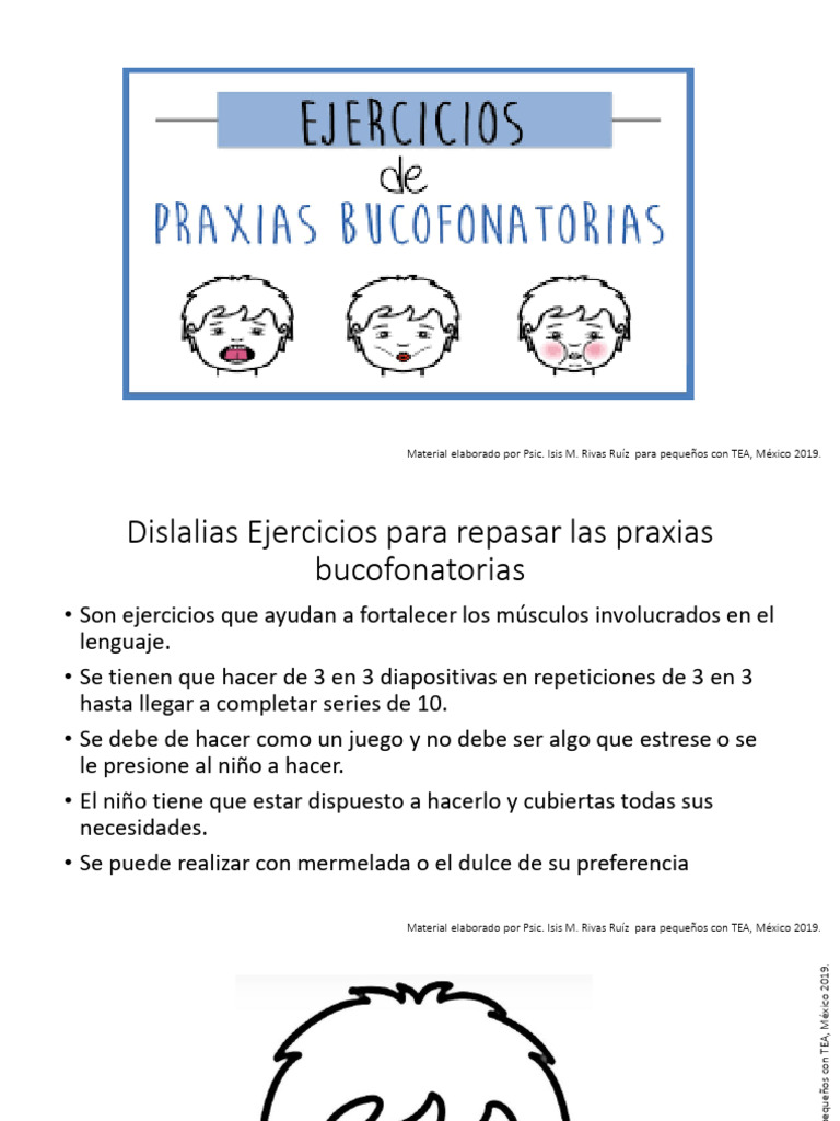 Ejercicios praxias bucofonatorias | PDF | Boca | Cabeza y cuello humanos