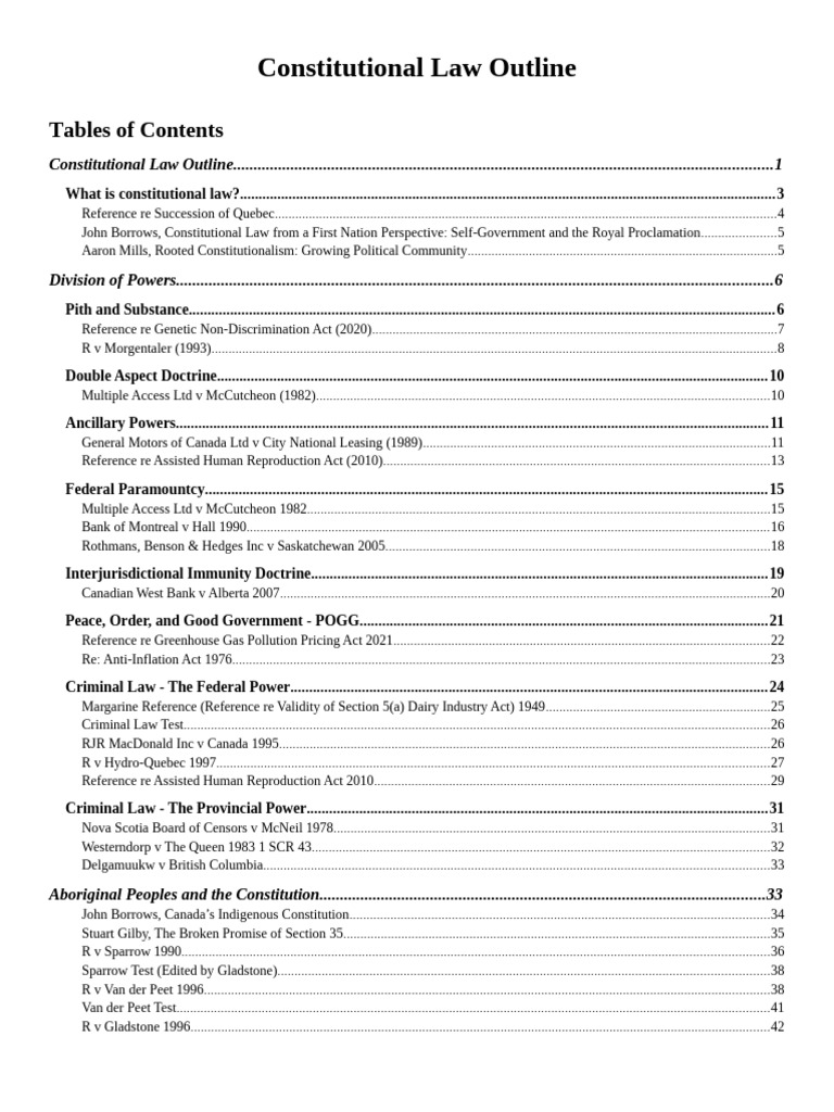 JUR107 Constitutional Law Outline | PDF | Constitution | Government