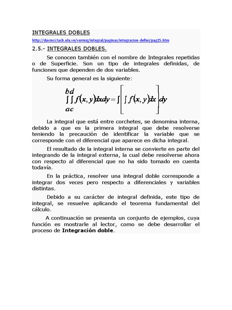 Integrales Dobles: Guía y Ejercicios | PDF | Integral | Cálculo