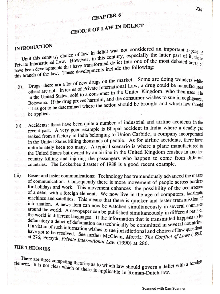 Chapter 6 - Choice of Law in Delict | PDF