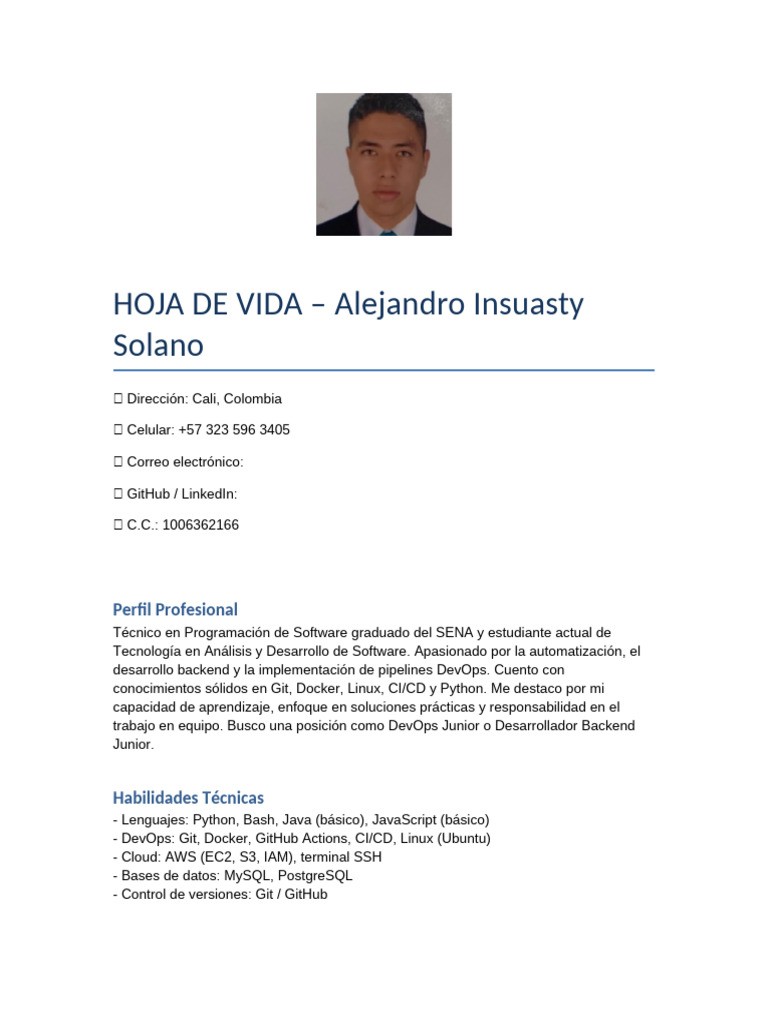 CV. Alejandro Insuasty | PDF