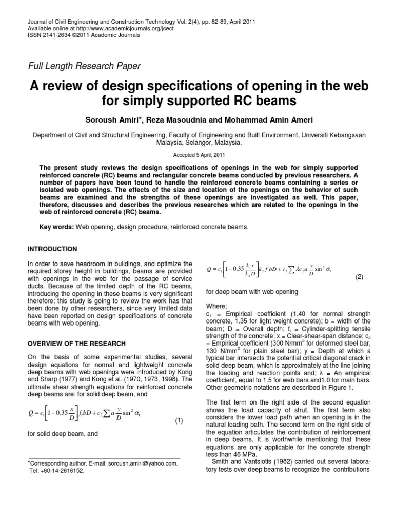Design of RC Beams With Openings | PDF | Bending | Beam (Structure)