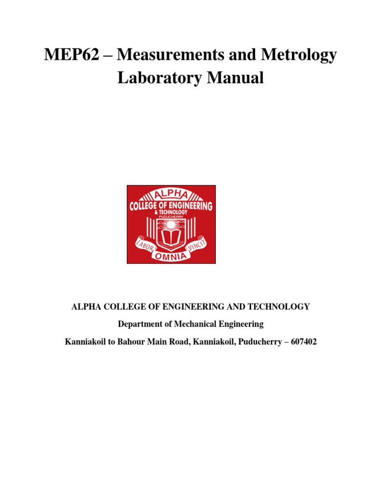 MEP62 Laboratory Manual: Measurements & Metrology | PDF | Thermocouple ...