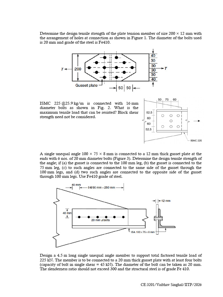 Practice Problem - Design of Tension Member | PDF