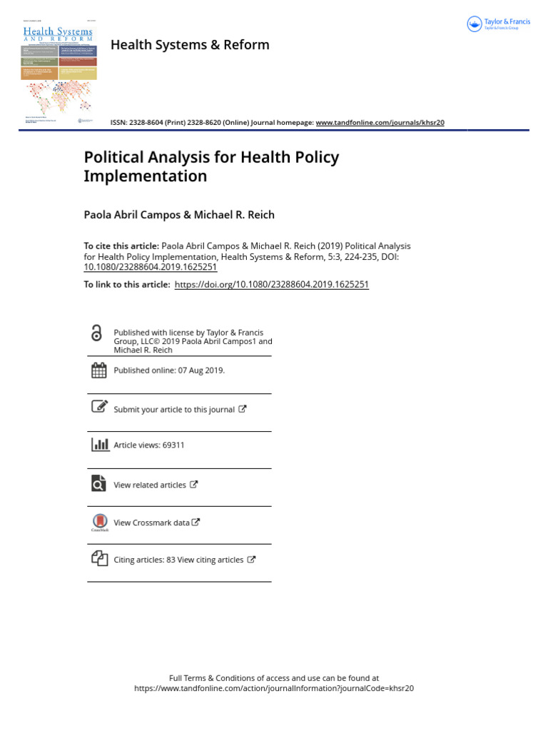 Political Analysis For Health Policy Implementation | PDF | Policy ...