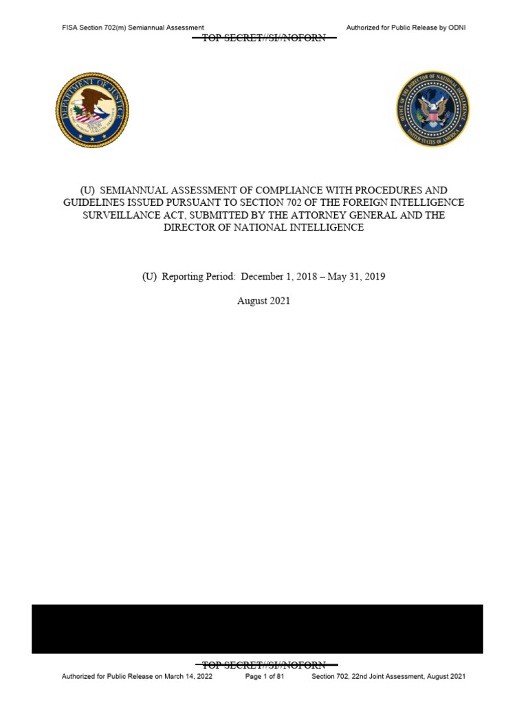 22nd Joint Assessment of Fisa 702 Compliance Cleared Redacted For ...