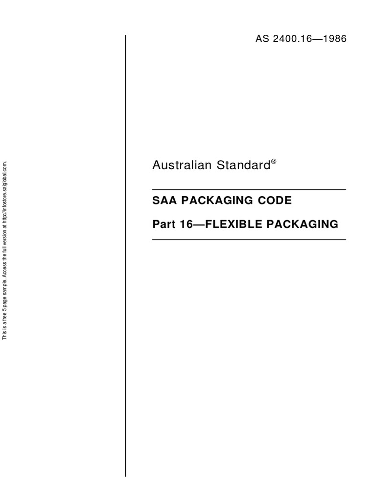 As 2400.16-1986 Packaging Flexible Packaging | PDF | Polyethylene | Polymers