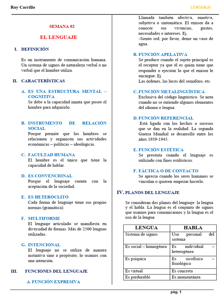 Semana 2 - El Lenguaje | PDF | Comunicación | Comunicación humana