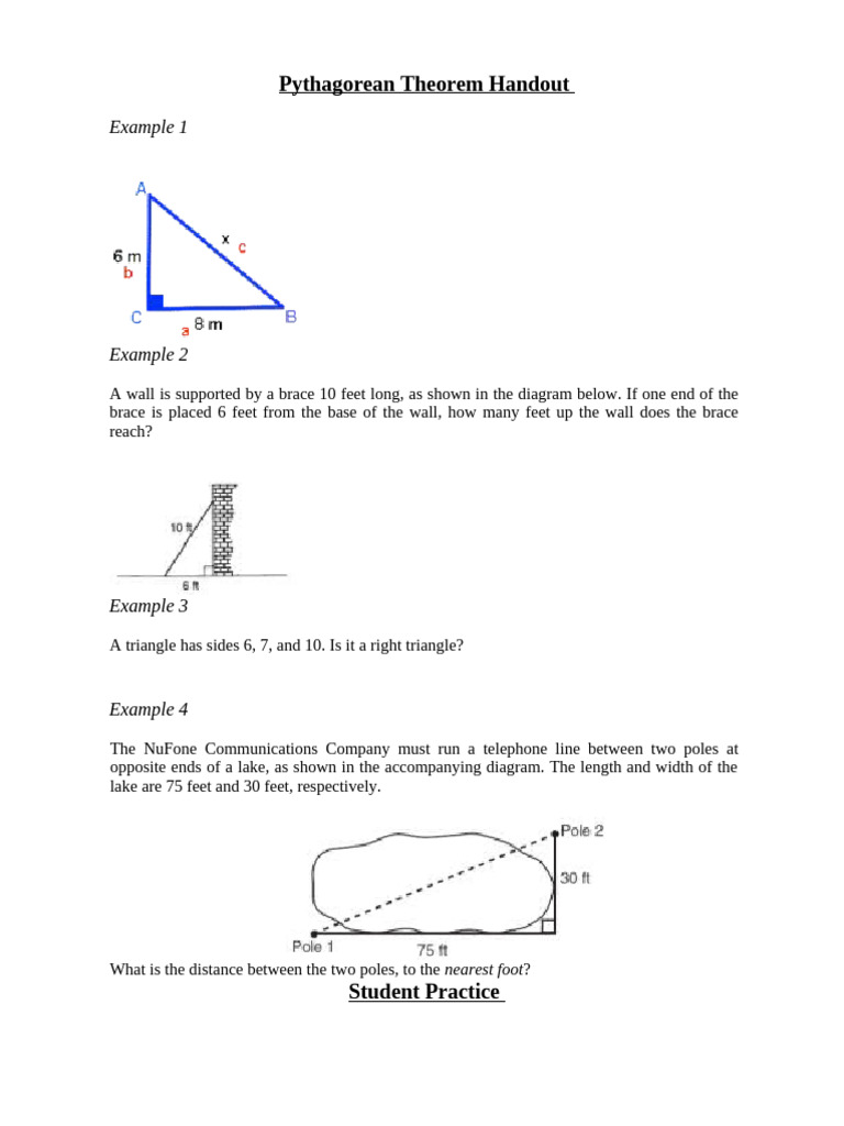 Applications of Pythagoras Theorem - 1 | PDF