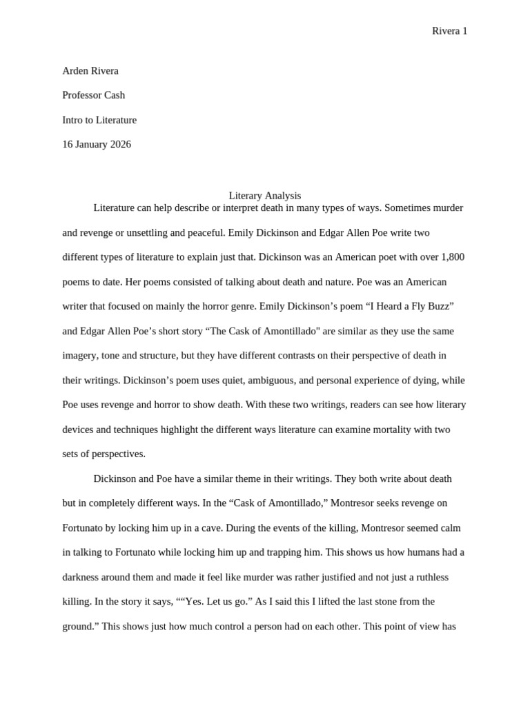 Literary Analysis Essay (1) | PDF