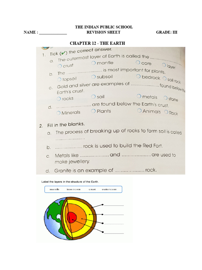 Grade 3 Revision Sheet | PDF | Earth | Satellite