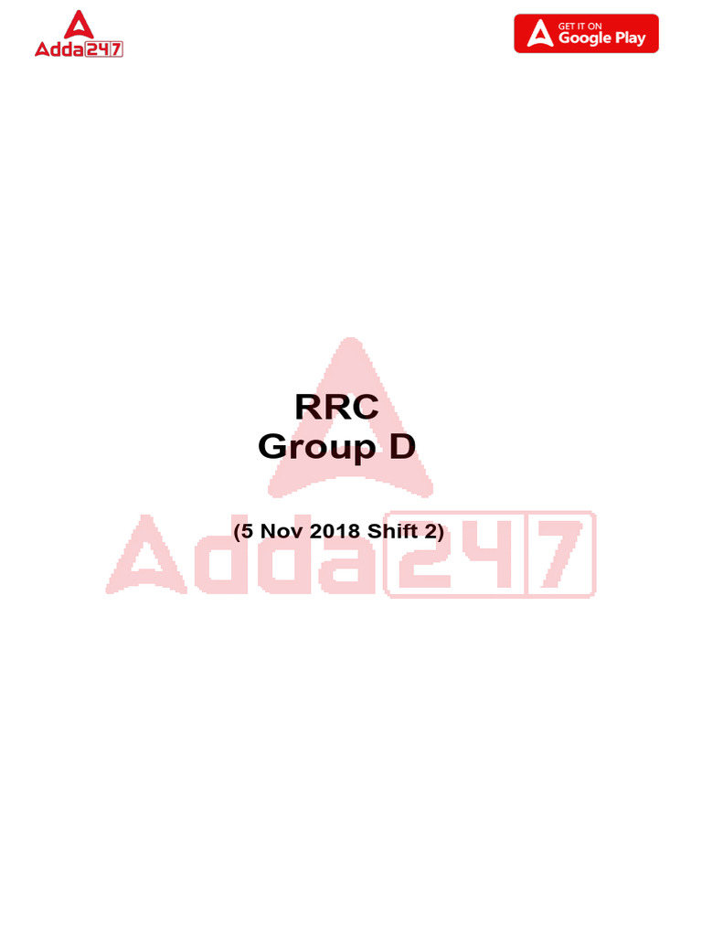 RRC Group D 5 Nov 2018 Shift 2 Hindi Paper | PDF