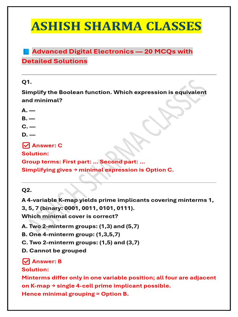 Advanced Digital Electronics | PDF | Digital Electronics | Electronic ...