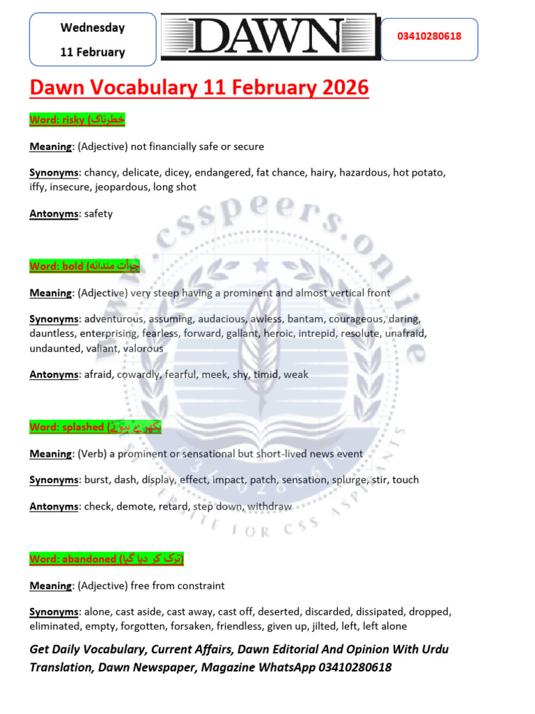 Feb 11 Dawn Vocabulary | PDF | Morphology | Linguistic Typology