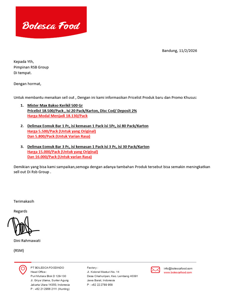Surat Penawaran RSB MR Max Baso Dan Eomuk Bar | PDF