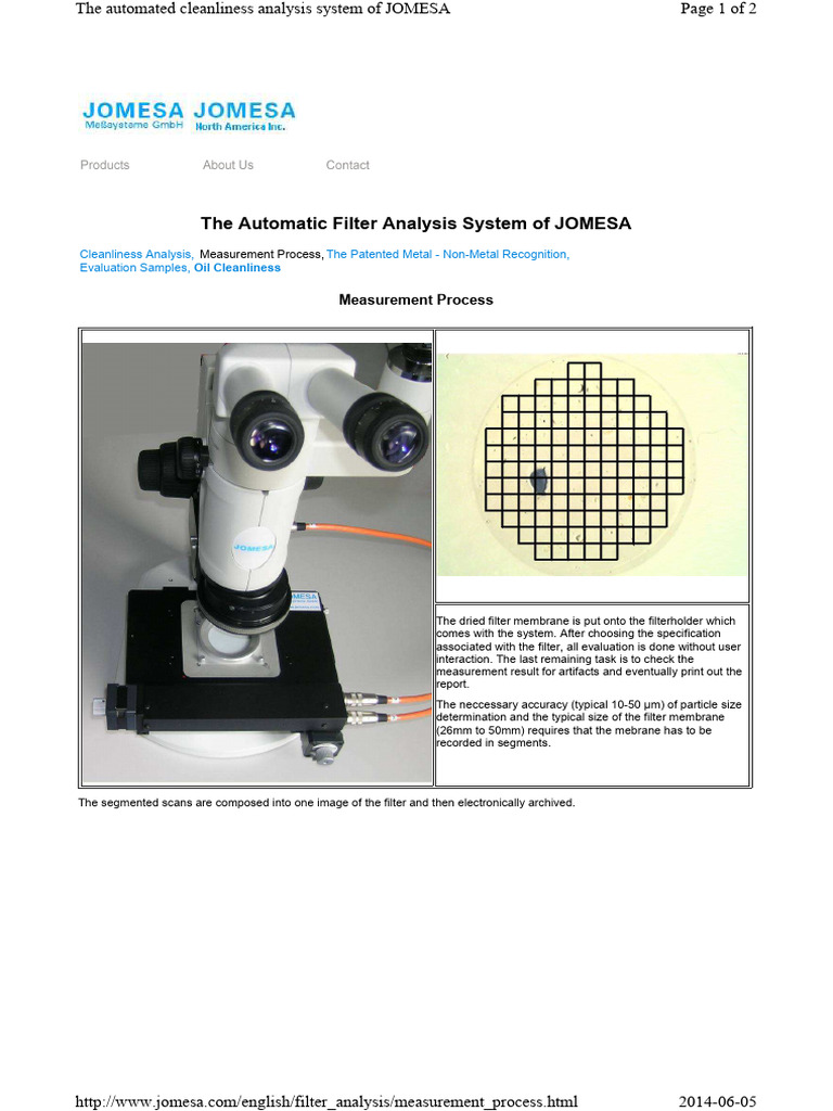 Jomesa Filter Analysis Measurement | PDF