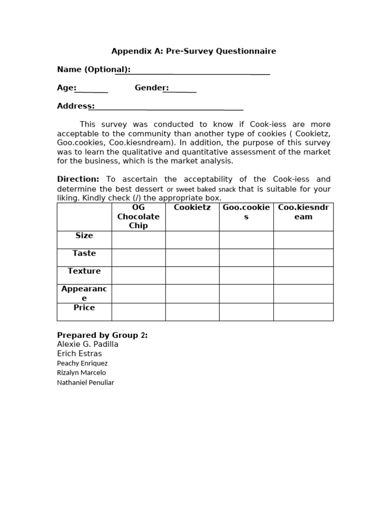 Questionnaire Cook Iess | PDF