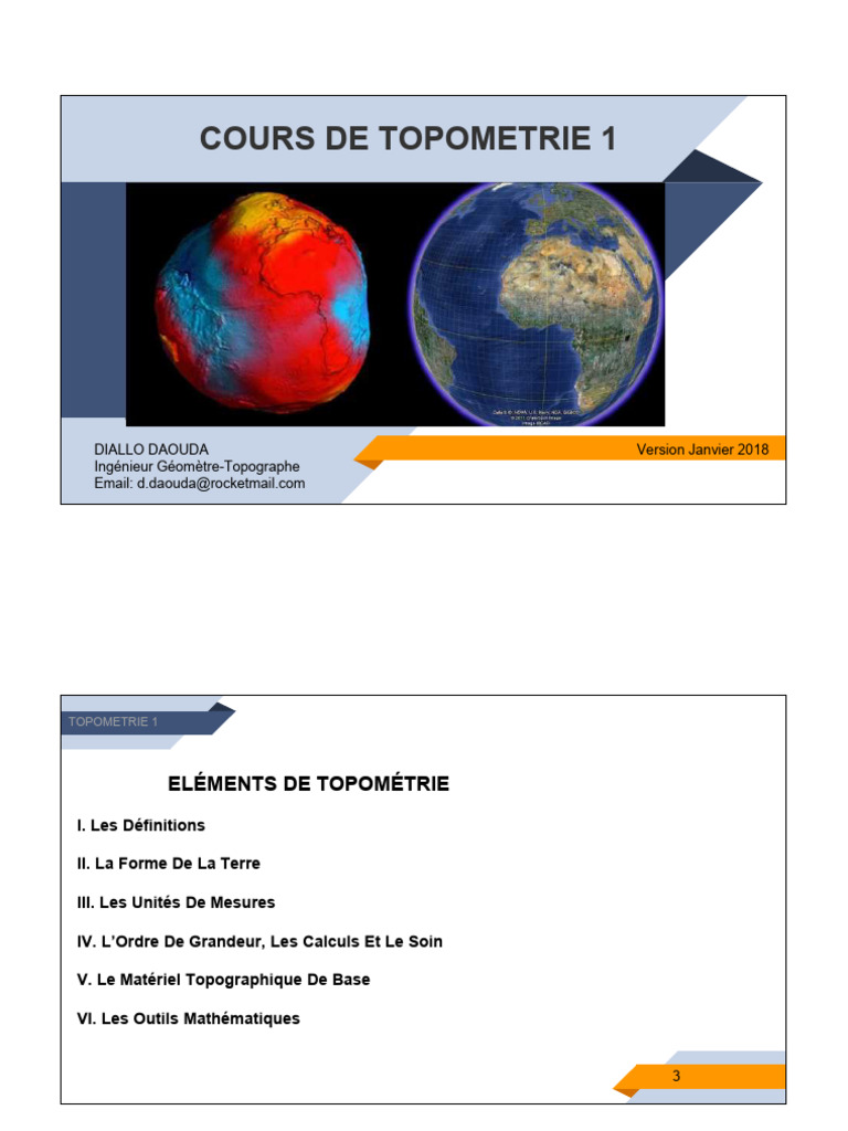 2025 Cours de Topometrie 1 - Diallo-Ui2m | PDF | Topographie | Système ...
