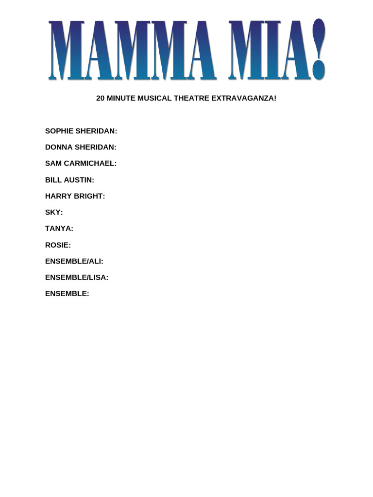 Mamma Mia! Script | PDF