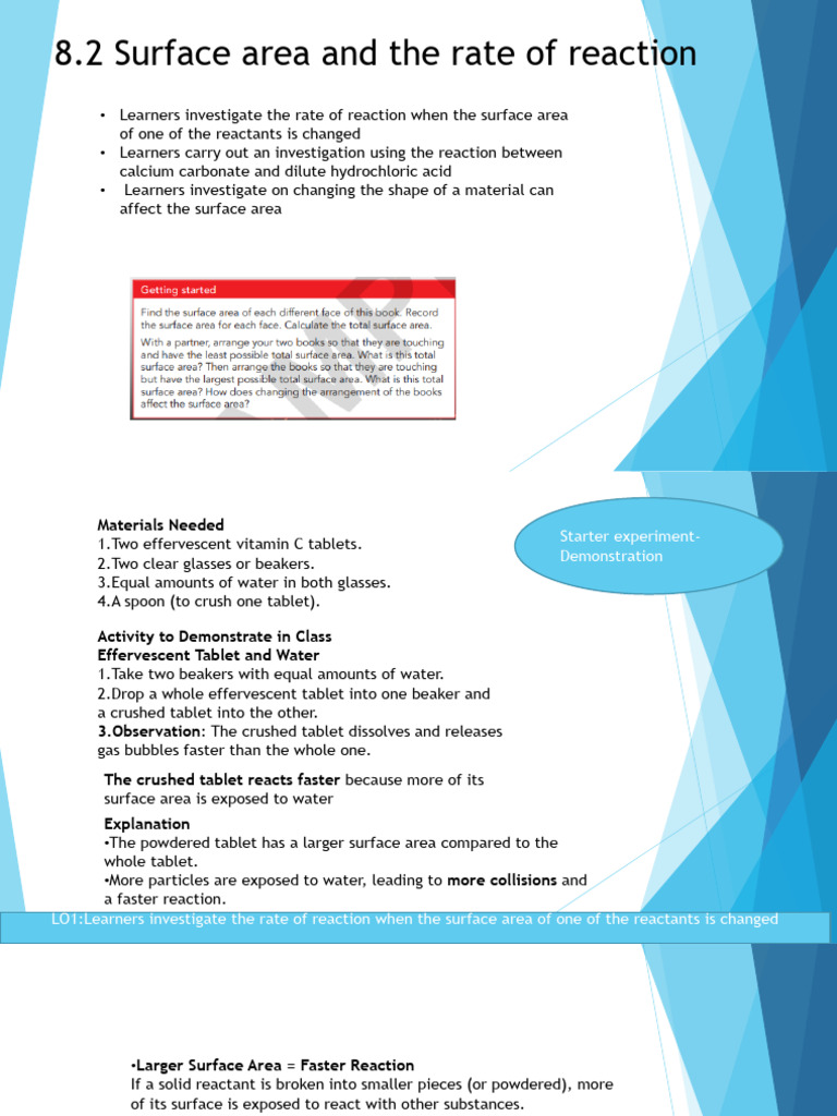 Surface Area and The Rate of Reaction | PDF | Reaction Rate | Chemical ...