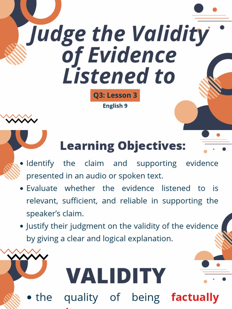 Lesson 3 Judge The Validity of Evidence Listened To | PDF