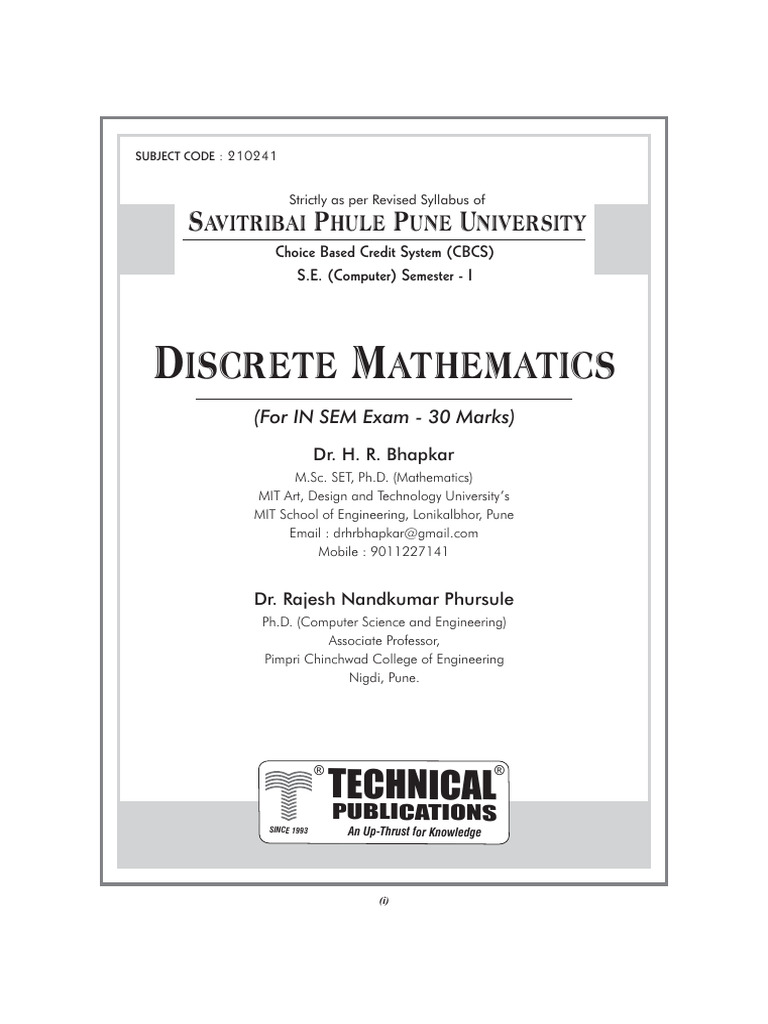 Discrete Mathematics for SPPU 2 - Dr. H. R. Bhapkar | PDF | Set ...