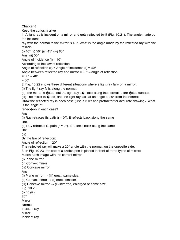 Chapter 8 Light-Mirrors and Lens | PDF | Mirror | Optics