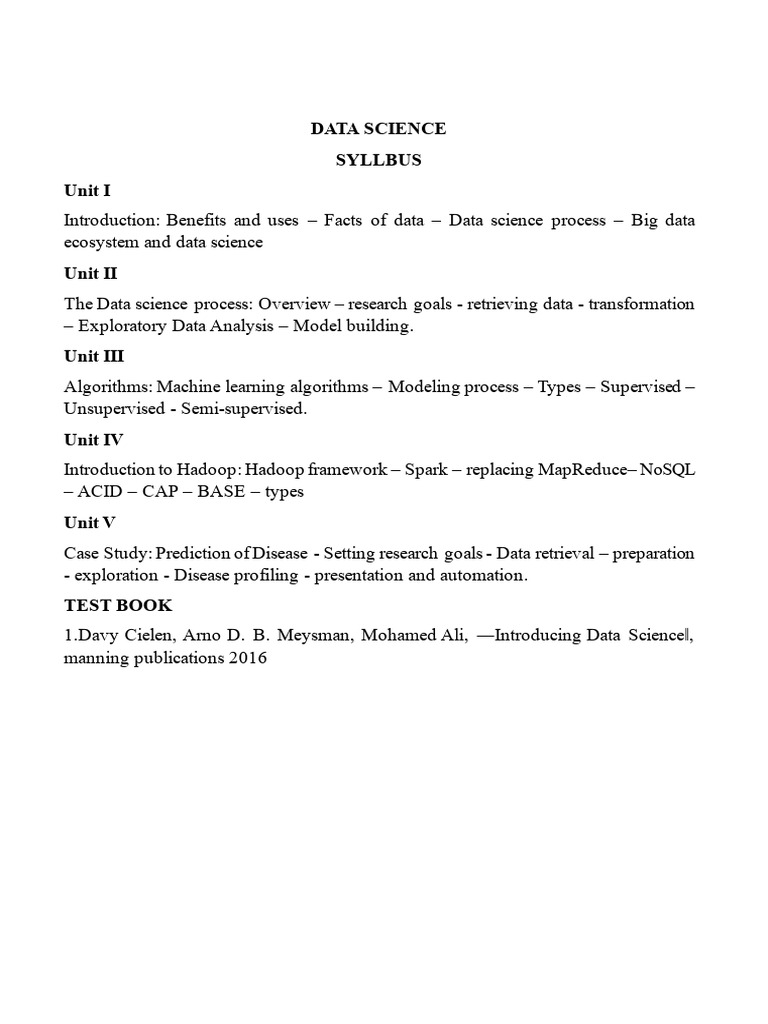 Data Science Syllabus | PDF