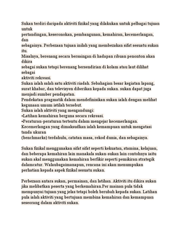 Aktiviti Sukan Dan Riadah | PDF