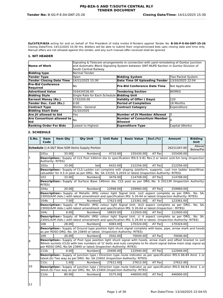 NIT B-SG-P-E-04-GNT-25-26 | PDF | Alternating Current | Wire