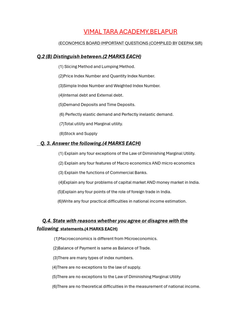 12th Eco Important for Board | PDF