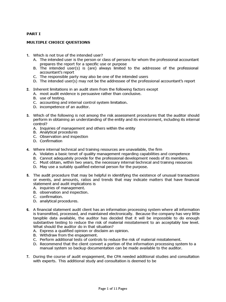 Audit Finals Reviewer | PDF | Audit | Internal Control