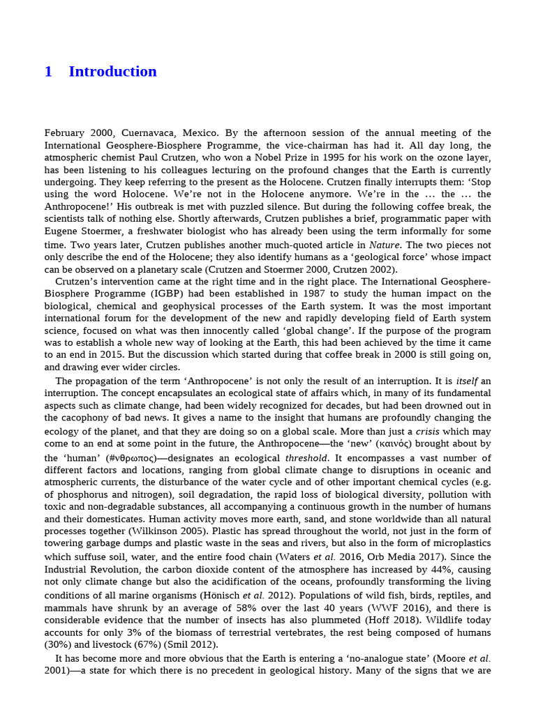 The Anthropocene Key Issues for the Humanities ---- (1. Introduction ...