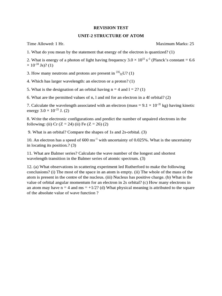 Revision Test Unit 2 | PDF