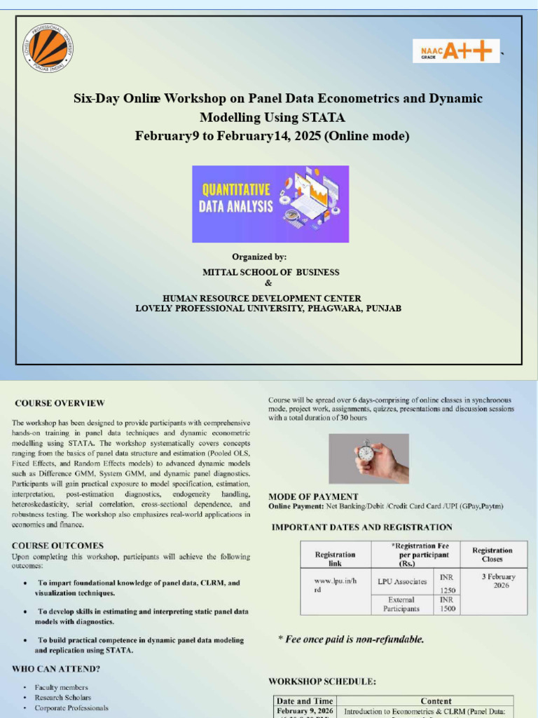 LPU Brochure On Panel Data | PDF | Ordinary Least Squares