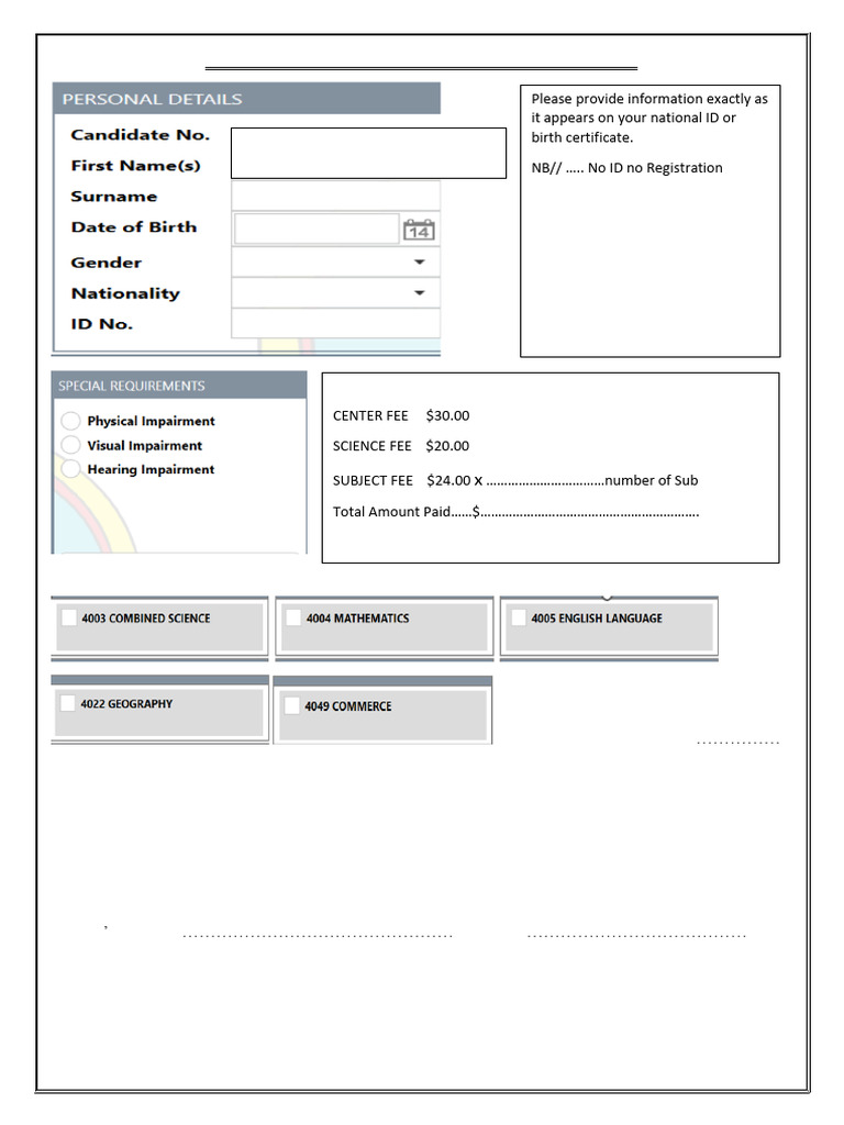 Mkwasine Elite College Manual Registration Form | PDF